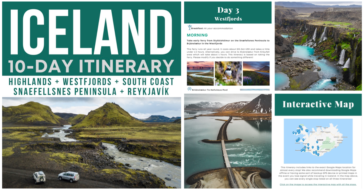 10 Days In Iceland Itinerary Ebook Highlands Westfjords